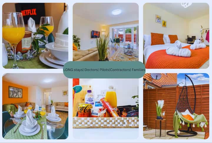 Spacious 4-bed Near Gatwick | Free Parking & Wi-fi - Crawley