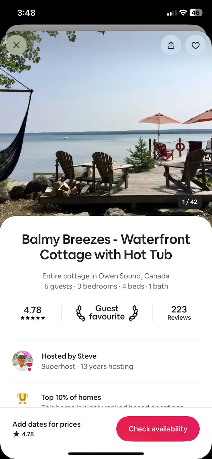 Waterfront Cottage With Hot Tub - Balmy Breezes - Owen Sound
