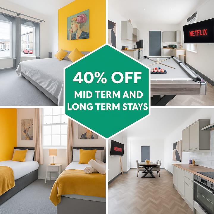 40% Off Long Stays Church Rd Flat 1 + Pool Table - Newport