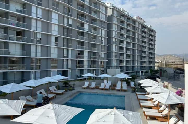 Depa En Condo C/vista Al Mar Y Piscina - Chilca