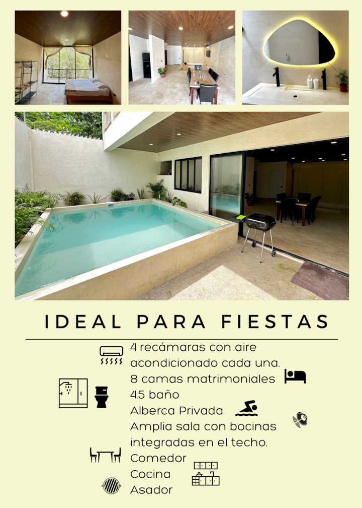Casa Para Fiestas/alberca Privada/wifi/4rec/a/c - Cancún