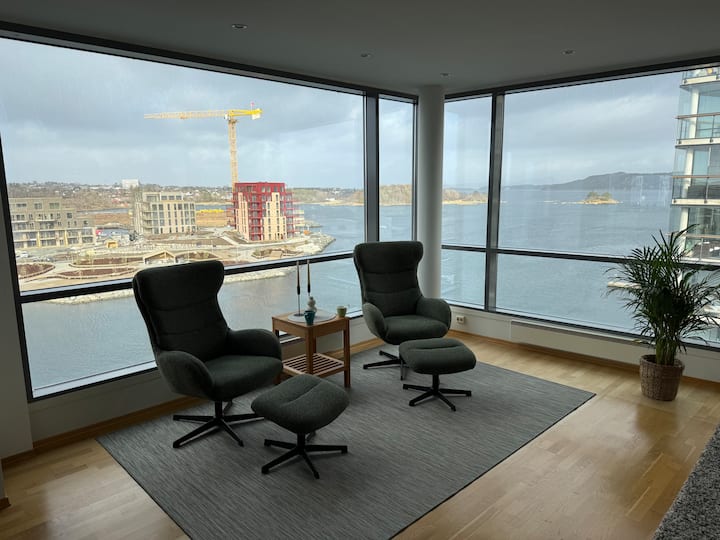 Leilighet M/sjøutsikt, Stor Terrasse Og Parkering - 스타방에르