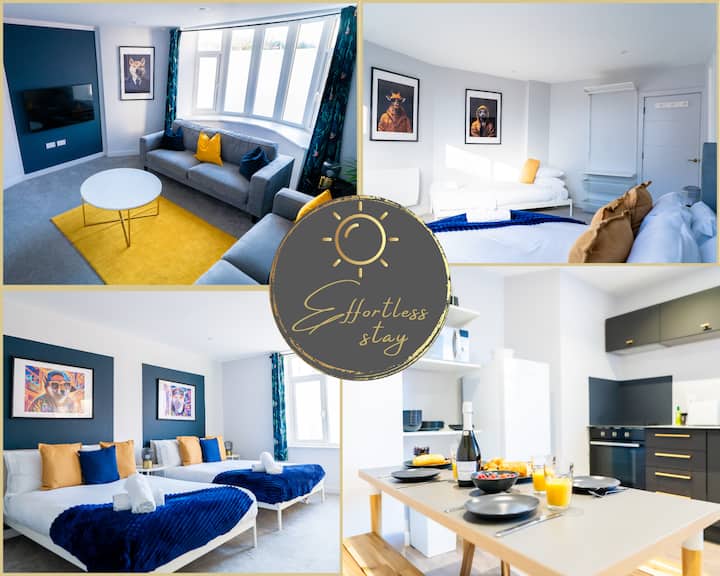 Spacious 2bed|sleeps7|families|groups|longstays - Poole