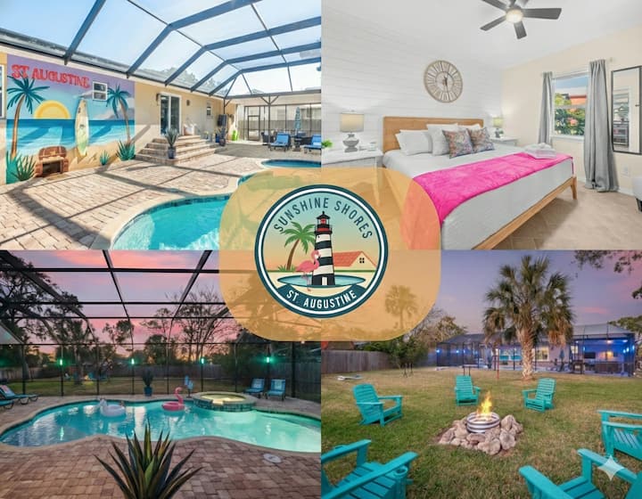 Saltwater Pool & Hot Tub! Fire Pit~ Walk Downtown! - St. Augustine, FL