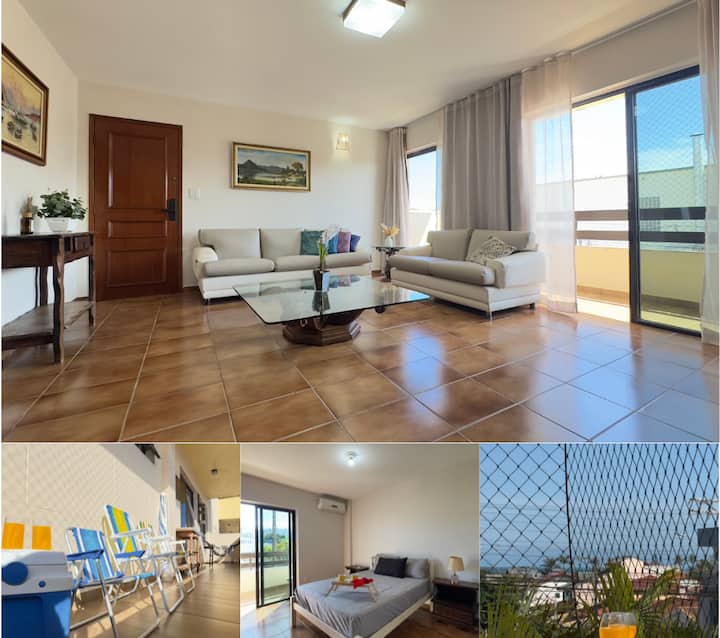 Apê 3 Quartos, Vista Mar E Montanha, Ar, Wi-fi - Peruíbe