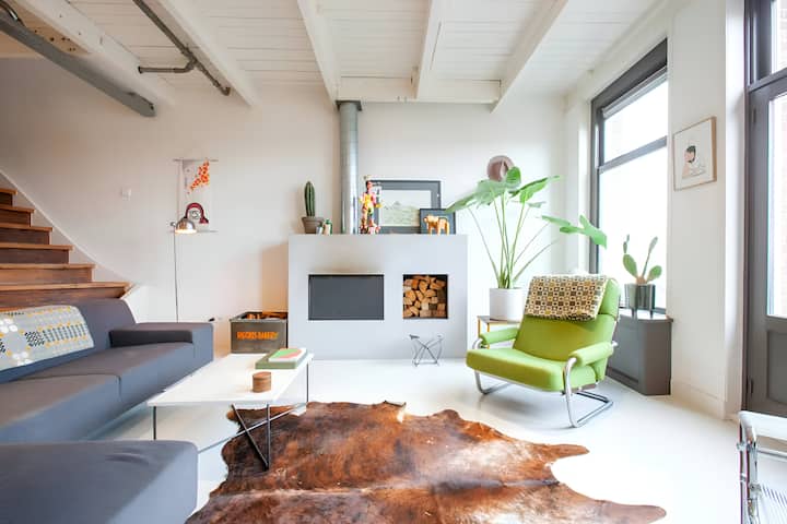 Spacious Design Loft On Canal With Balconies -