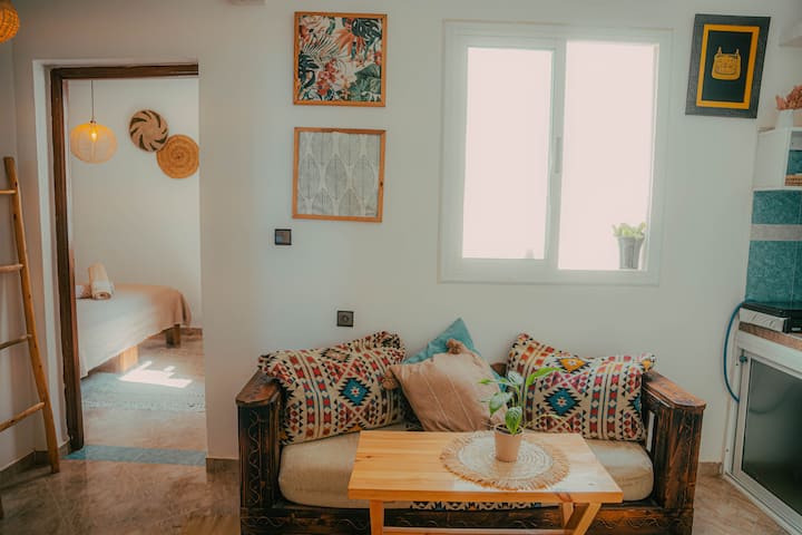 Palm Surf: Appartement Avec Vue Sur Cour Paisible - Imsouane