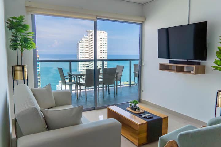 Bocagrande Vista A La Playa+gym+jacuzzi+piscina - Cartagena, Colombia