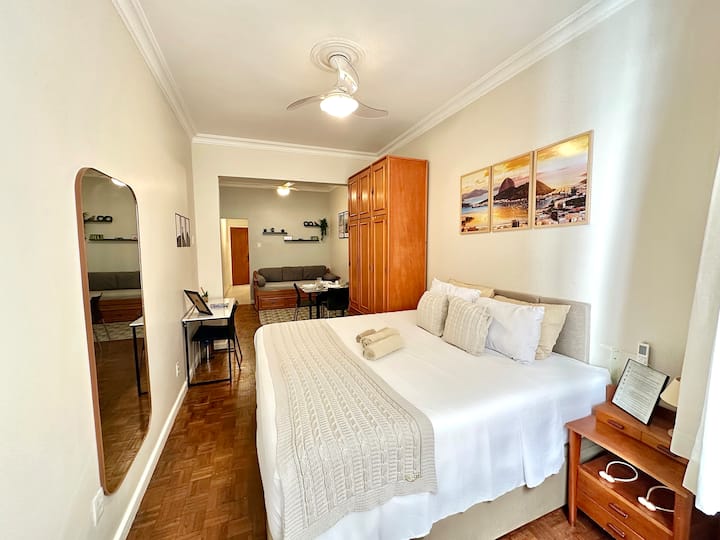 Copacabana A Uma Quadra Da Praia | Cama King Size - Ipanema
