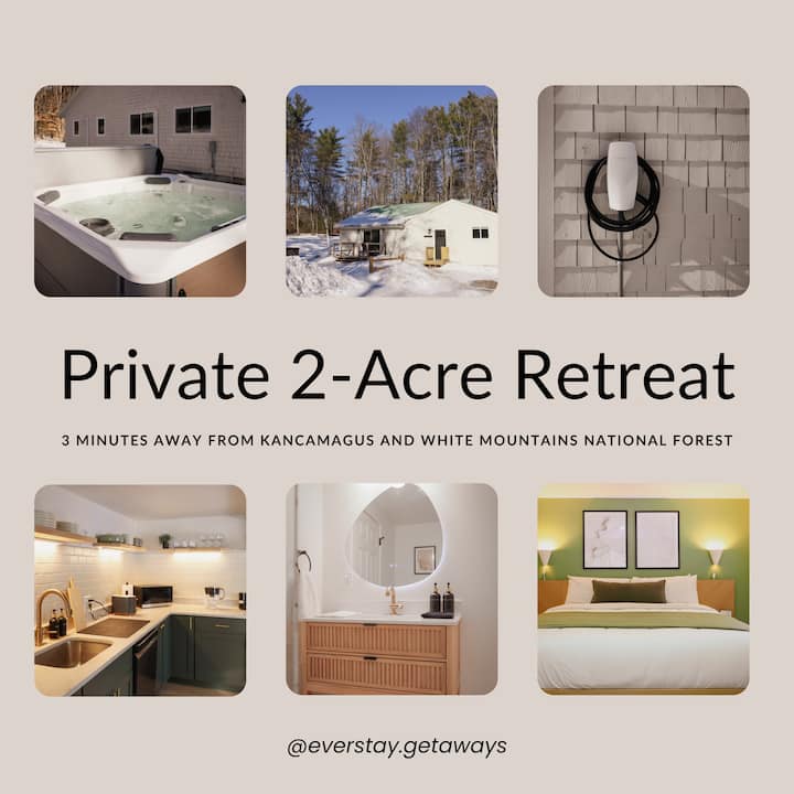 Hot Tub•ev•pets Private 2ac White Mtns Modern Home - Conway, NH