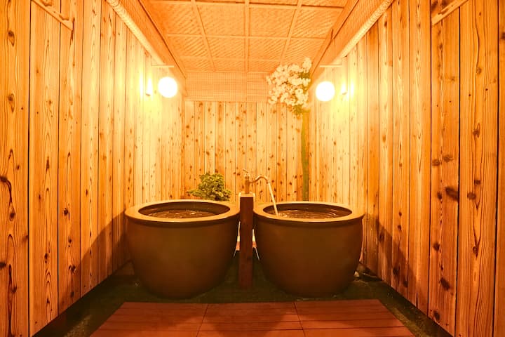 庭音日和｜2つの半屋外壺湯でくつろぐ宿｜大家族向け広々一棟貸し｜駐車場2台｜浴室2(浴槽1+s1) - Lake Biwa