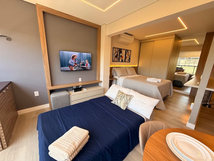 305 7km Airport Gru Cama+sofa- Cama + Garagem +Gym - Guarulhos