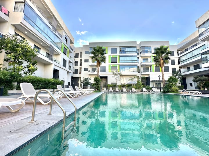 Stylish 2 Bd Near To Train & Beach, Gym And Pool - Mohammédia