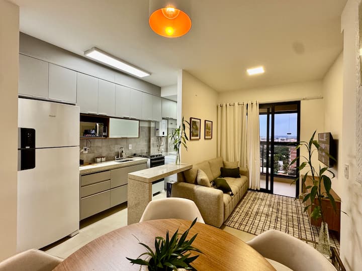 Apê 2 Quartos, Home Office E Vista Panorâmica - São Carlos