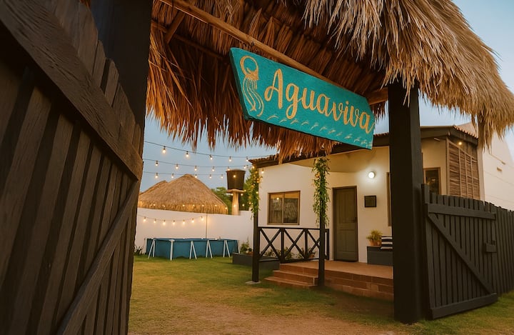 Agua Viva Beachfront Cabin With A/c And Pool - San Bernardo Del Viento