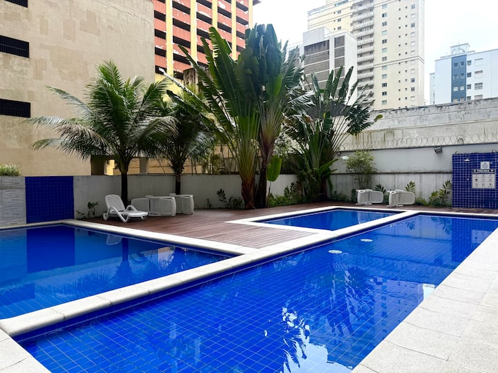 Flat - Praia Das Pitangueiras - Lazer Completo - Guarujá