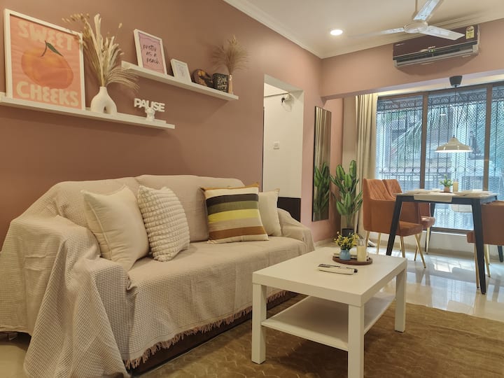 Peachy 2bhk Car Park Balcony Location+ 55 Tv Wifi - Mumbai