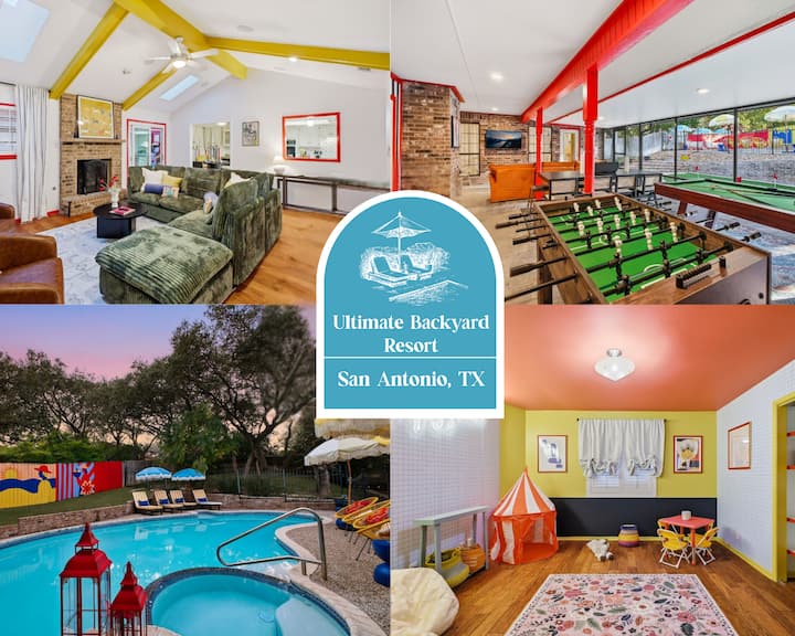 Sleeps 16! Heated Pool, Hot Tub, & Sport Court - Oak Hills - San Antonio