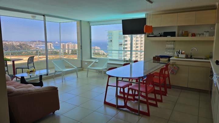 Cómodo Y Luminoso Depto Con Vista A Laguna Y Costa - Algarrobo