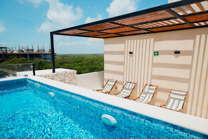 Coastal Studio Retreat Walk To Beach Rooftop Pool - Puerto Morelos