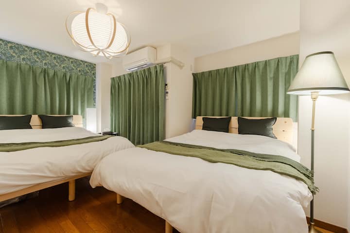 大森駅徒歩7分｜定員6名2寝室｜抹茶色の和モダンアパートメント｜202 - Shinagawa