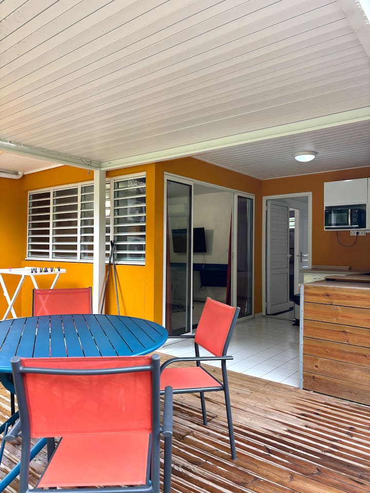 Tika Bungalow Terrasse Couverte Privée Accès Plage - Marie-Galante