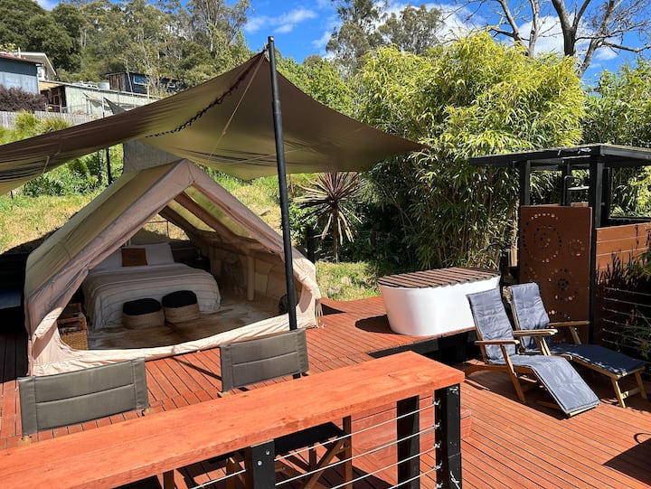 Glamping With Bath Tub, Epic Deck & Camp Kitchen - Tasmania