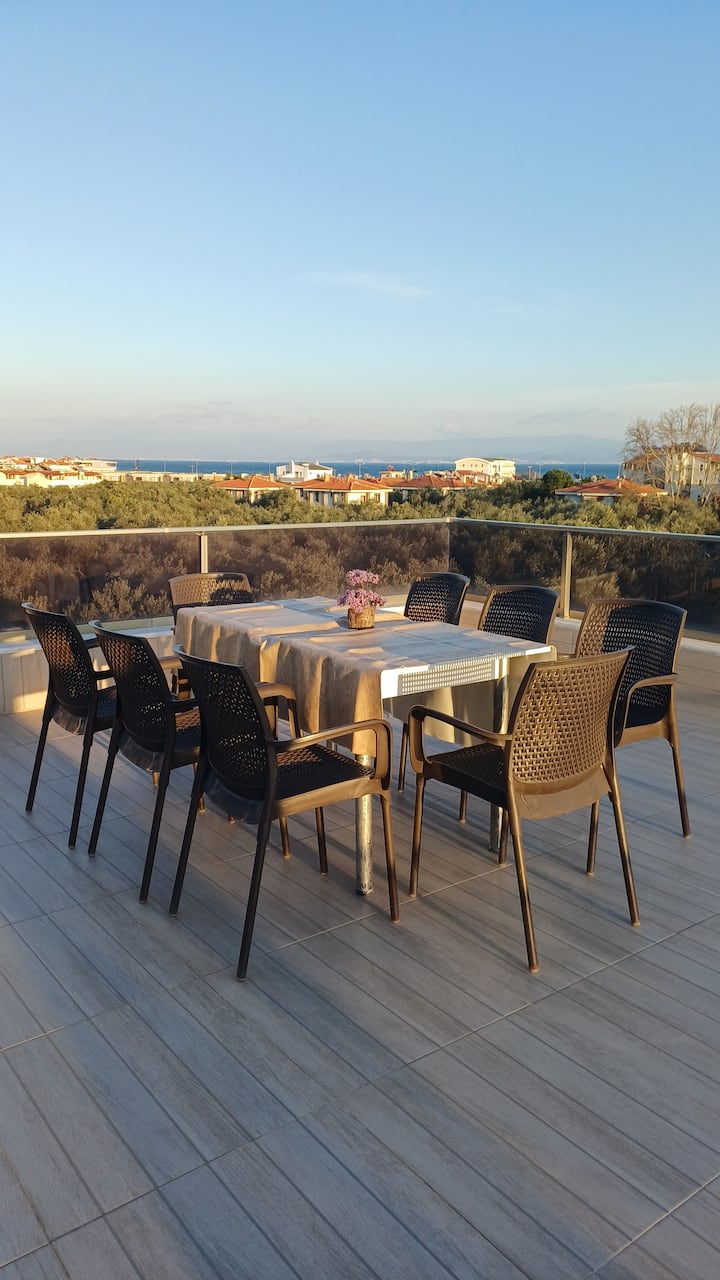 Narlı Sea & Mountain Villa Plaja 550m Teras 70 M2 - Altinoluk