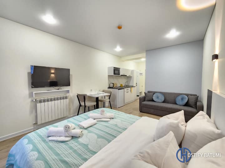 Modern 9th-floor Apt | Balcony & Stadium Panorama - Batumi