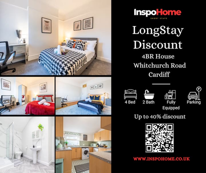 Long Stay Whitchurch Rd 4br House With Parking - Cardiff