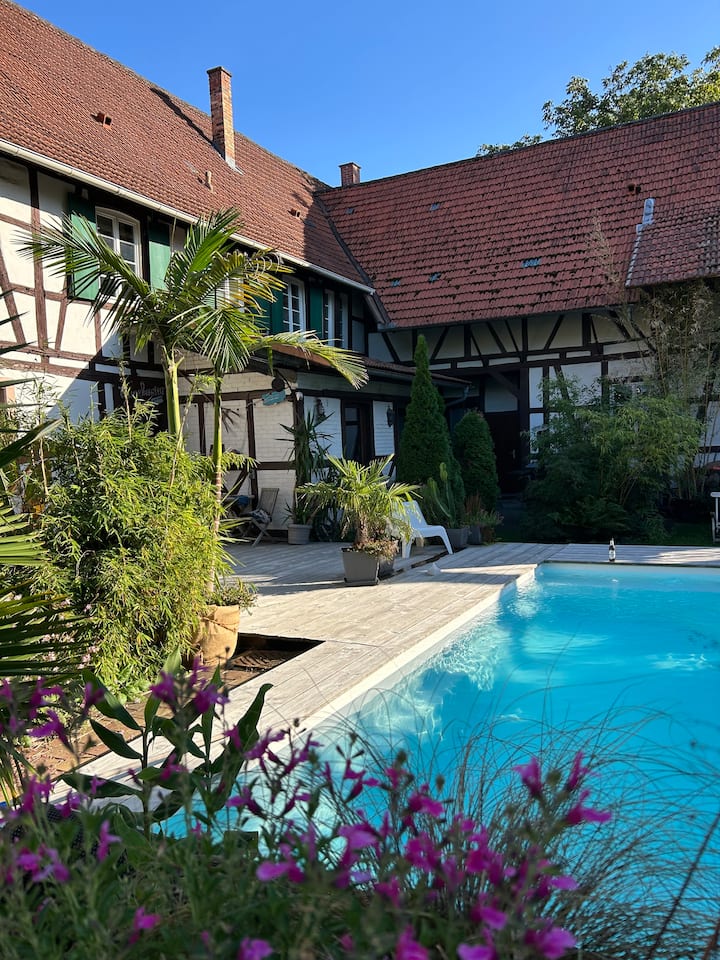 Außergewöhnliche 5 Zi. Ferienwohnung Mit Pool - Rheinau