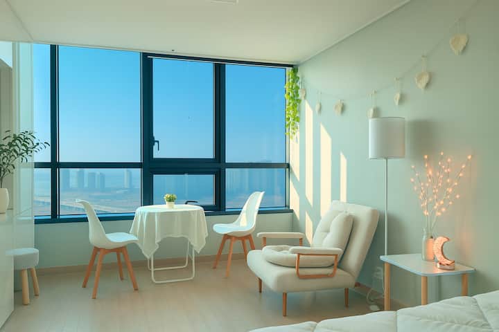 [소담스카이웨이브]한라웨스턴파크|오션뷰|29층|인천대교뷰|야경|달빛축제공원|풀옵션|햇살가득 - 시흥시