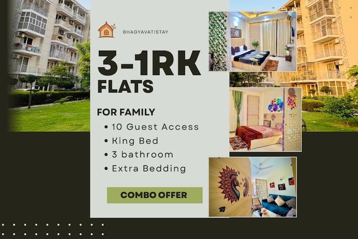 Family-friendly 3 Flats Combo Stay| Near Mandir - Vrindavan