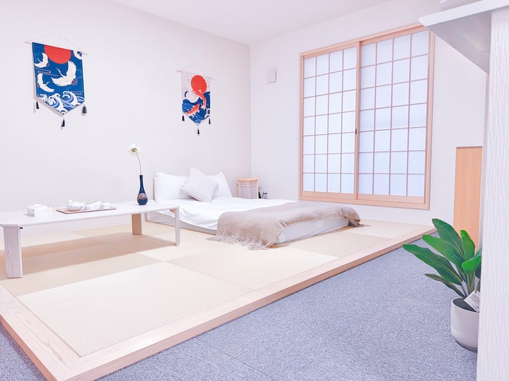 花园町车站4分、新今宫车站9分/难波、心斋桥、梅田、关西机场/两居室5人家庭房/日式和风/本地商店街 - Ōsaka