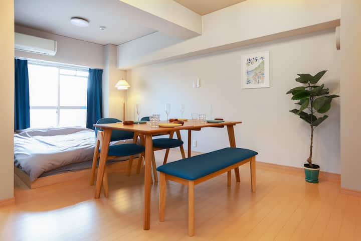 【長期用】小倉エリア｜ナチュラルブルーの心地よい空間｜観光拠点に最適！最大4名宿泊可能！ - Kitakyushu