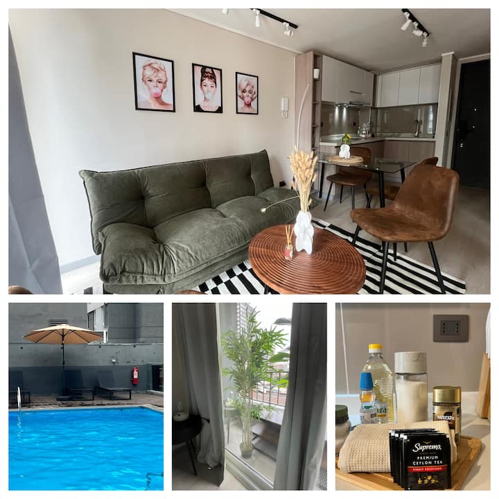 Depa Full Equipado Terraza Piscina Centro Santiago - Santiago de Chile