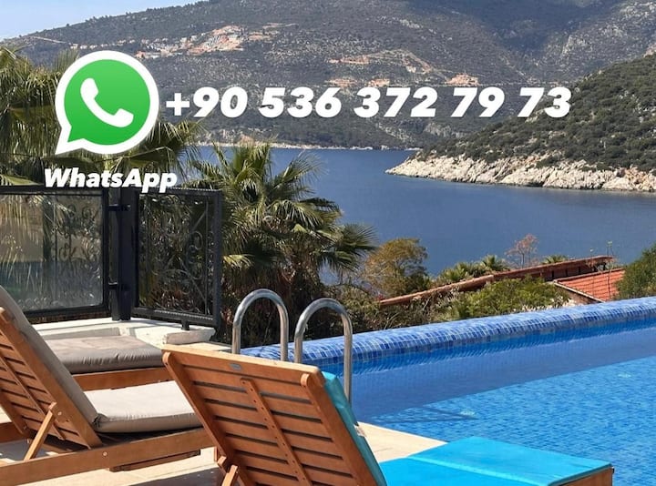 Full Deniz Manzaralı Geniş, Havuzlu,denize 50metre - Kalkan
