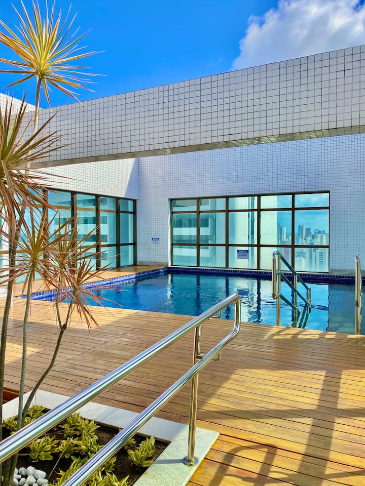 Flat 8 Min Praia, A/c Sala E Quarto, Recepção 24h - Recife