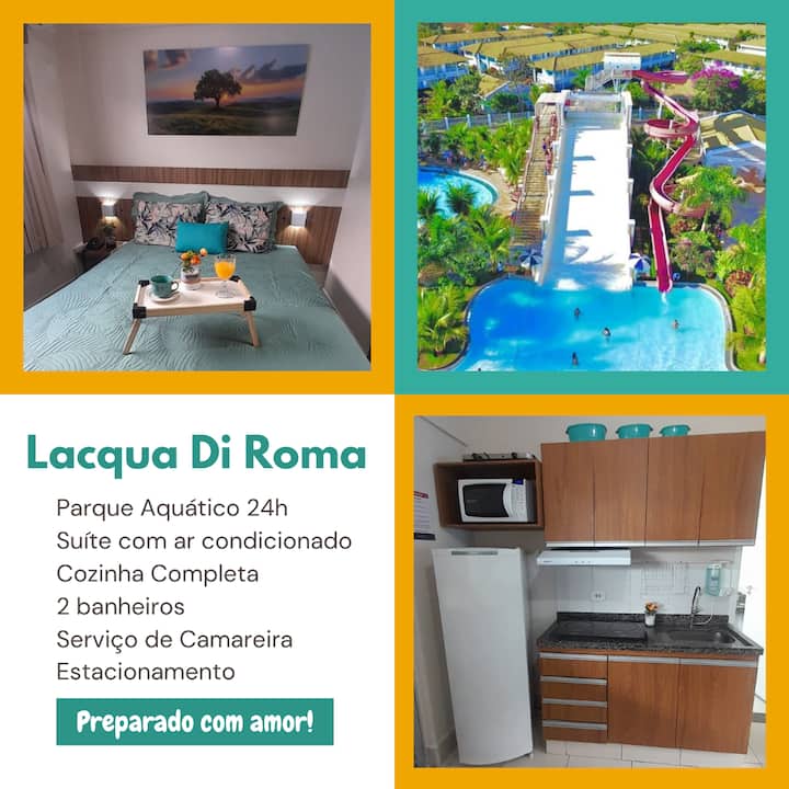 Lacqua Di Roma: 12 Piscinas +Suíte C/ Ar - Ap82 L1 - Caldas Novas