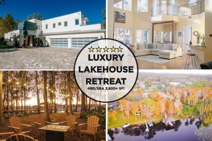 Luxury Lakehouse Retreat Pool Balcony Firepit Dock - Oviedo