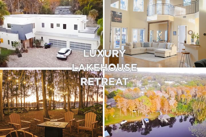 Luxury Lakehouse Retreat Pool Balcony Firepit Dock - Orlando, FL