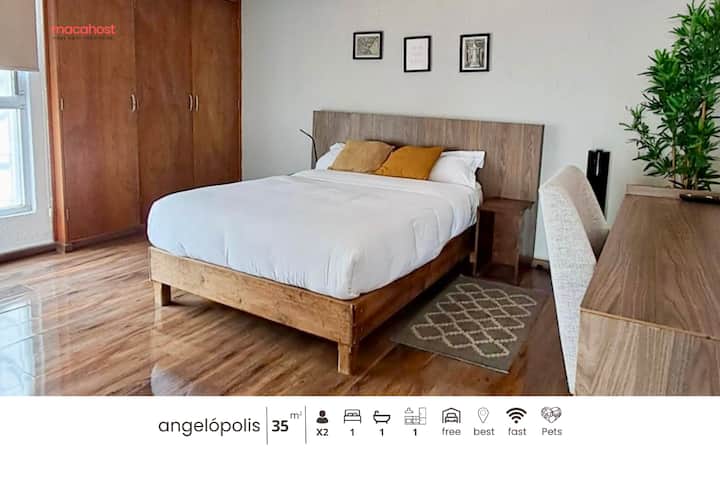 Suite Home Office + Parking + Pets In Angelópolis - Puebla