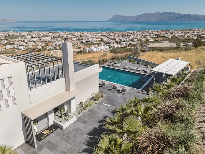 New Villa Thealon, Sea View, Infinity Pool, Bbq - Кисамос