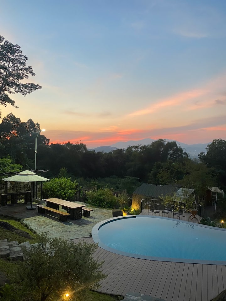Forest Hideaway With Hill Views• Private Pool• Bbq - tt. Xuân Mai