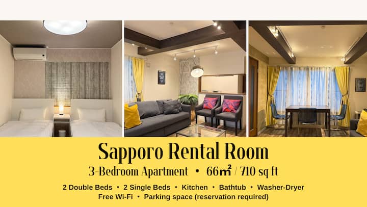 Sapporo 3br (1f) | 710 Sqft | 6 Pax | Wifi & Ac - Sapporo