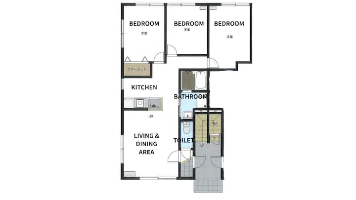 Sapporo 3br (1f) | 710 Sqft | 6 Pax | Wifi & Ac - Sapporo