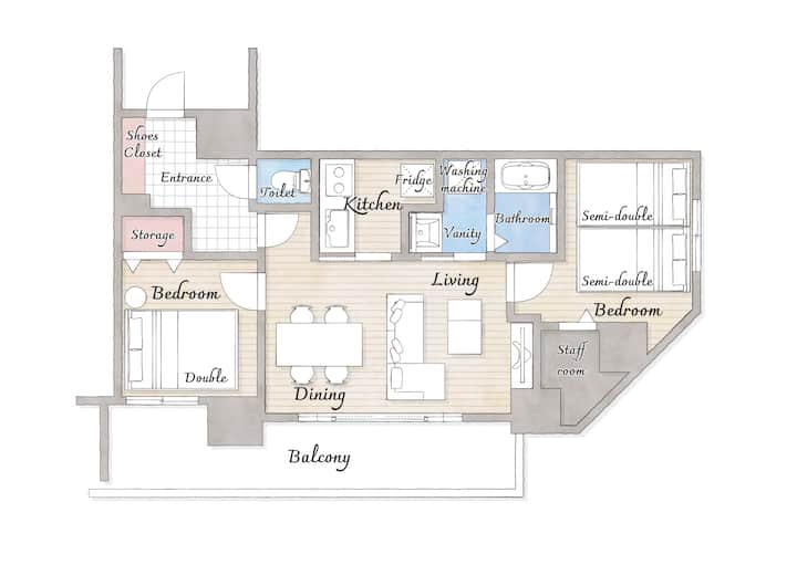 Sapporo/5-min Walk From Sta./3beds/50㎡/max 6p/ac - Sapporo