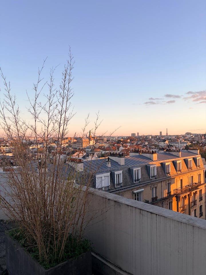 Cosy Secret Rooftop With Eiffel Tower 360 View - Colombes