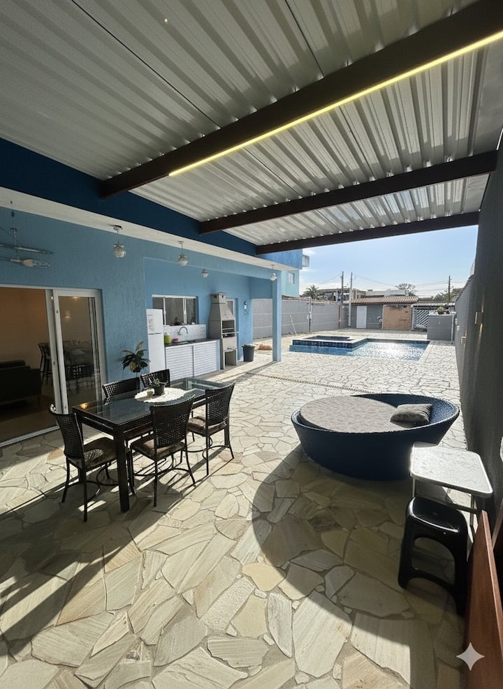 Casa Praia Boraceia, 3 Suíte Com Ar E Piscina - Bertioga