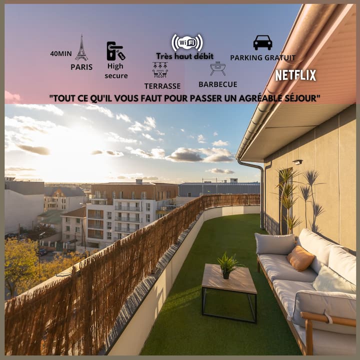 Skylounge • Familles & Pros•terrasse+bbq•parking - Argenteuil